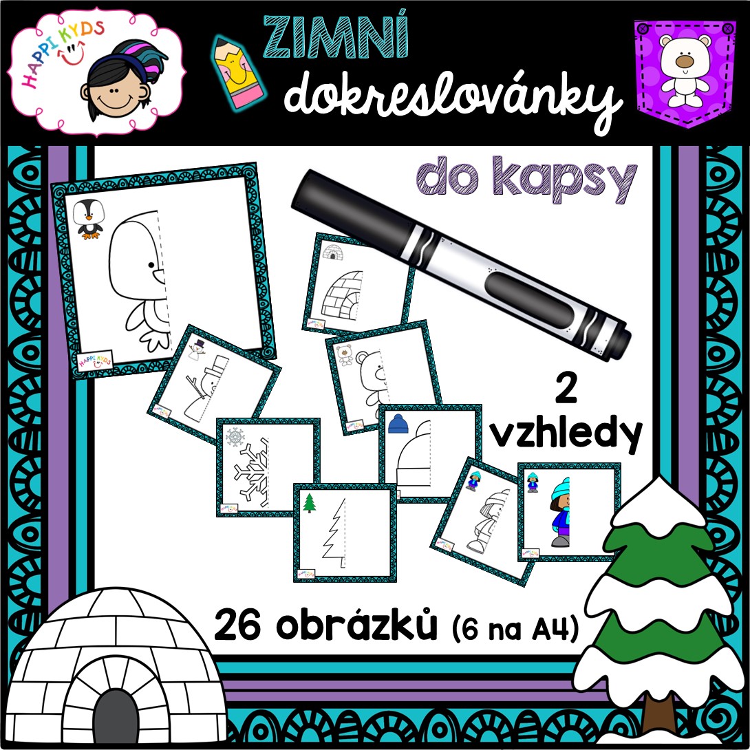 ZIMNÍ DOKRESLOVÁNKY do kapsy - Grafomotorika | UčiteléUčitelům.cz